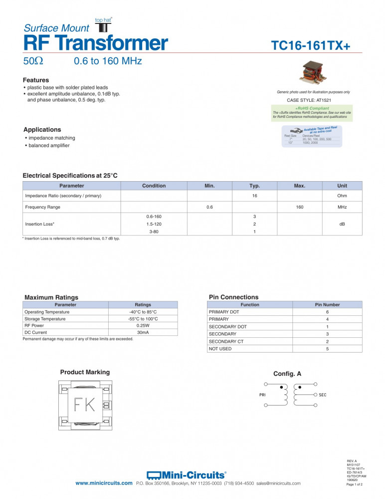 TC16-161TX+ specification page
