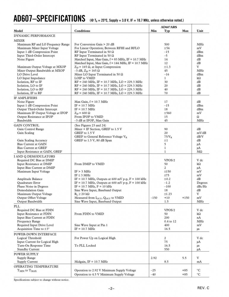 AD607 datasheet page 2