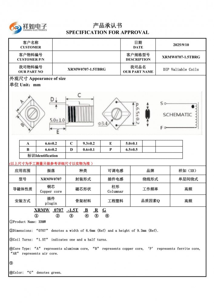 XRMW0707-1.5TBRG approval document page 3
