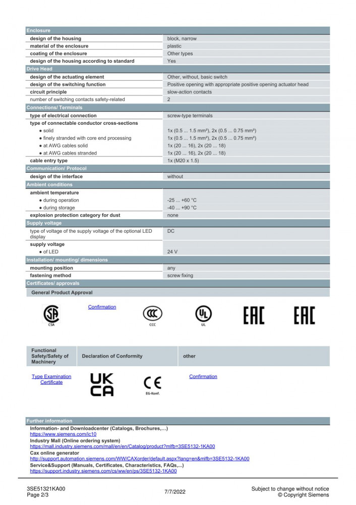 SIEMENS 3SE51321KA00 datasheet page 2