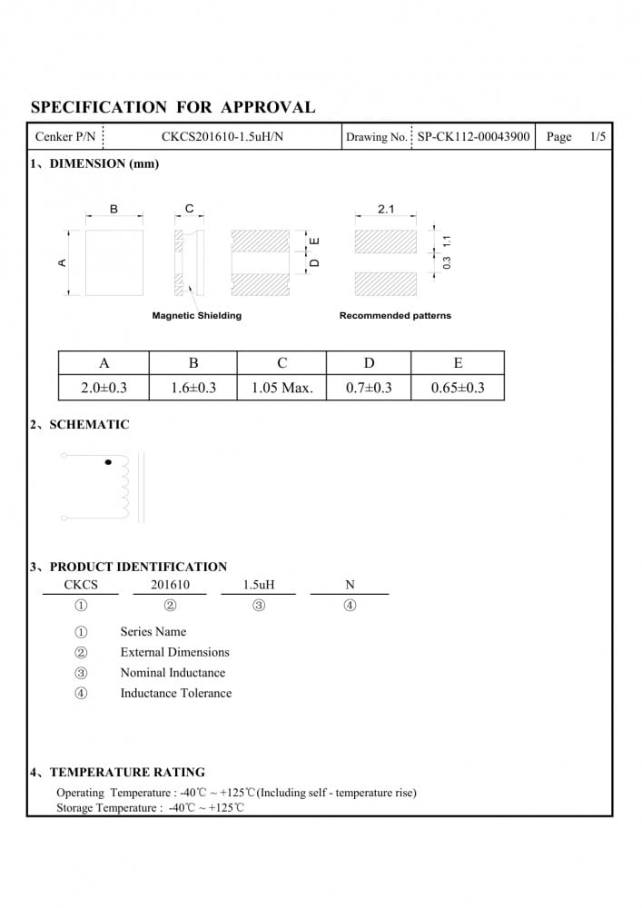 CKCS201610-1.5uH/N approval document page 3