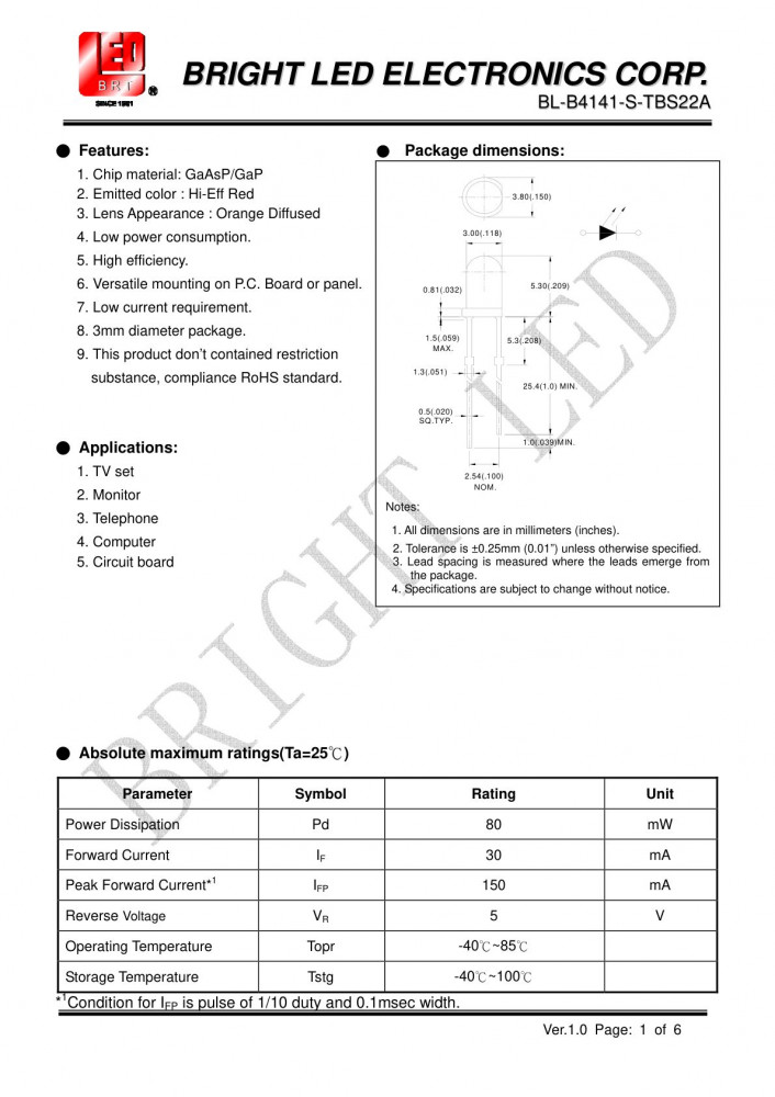 BL-B4141-S-TBS22A datasheet page 1