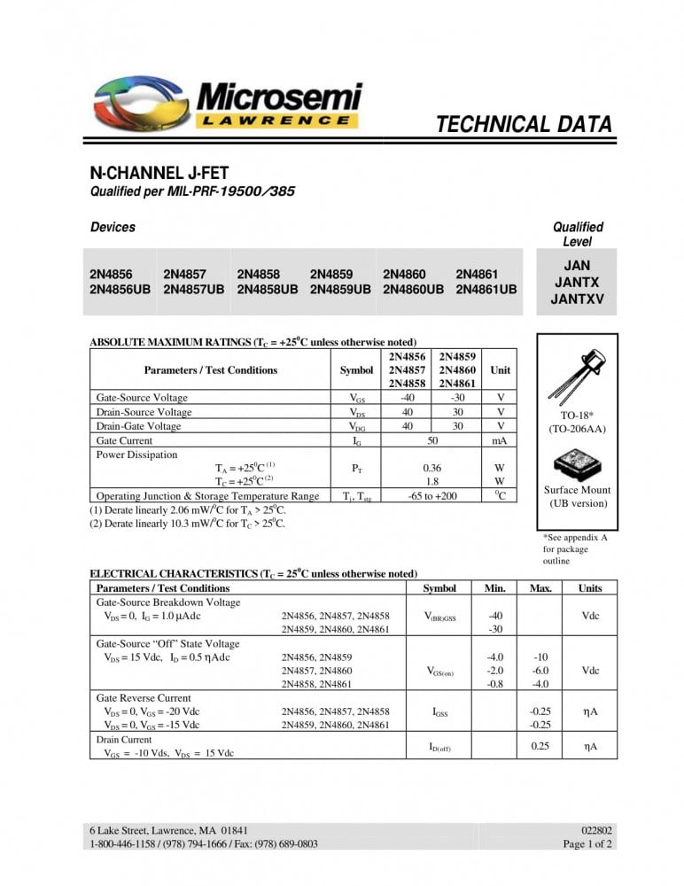 MQ2N4859UB/TR technical document page 1