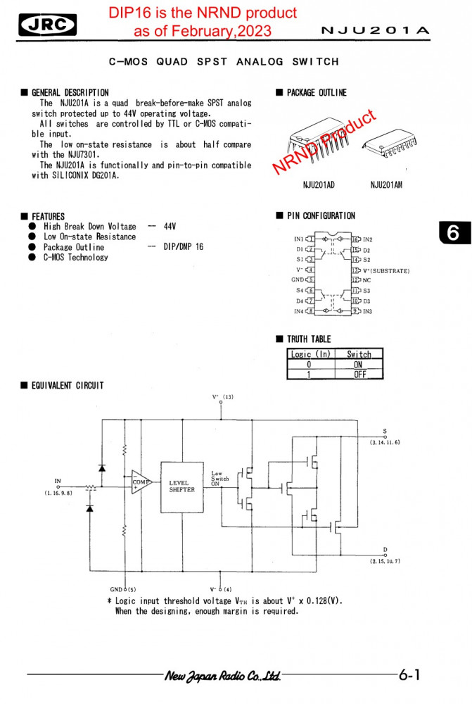 NJU201A technical document page 1