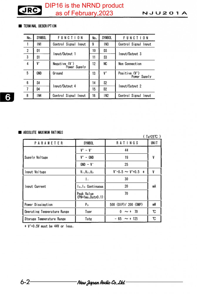 NJU201A technical document page 2