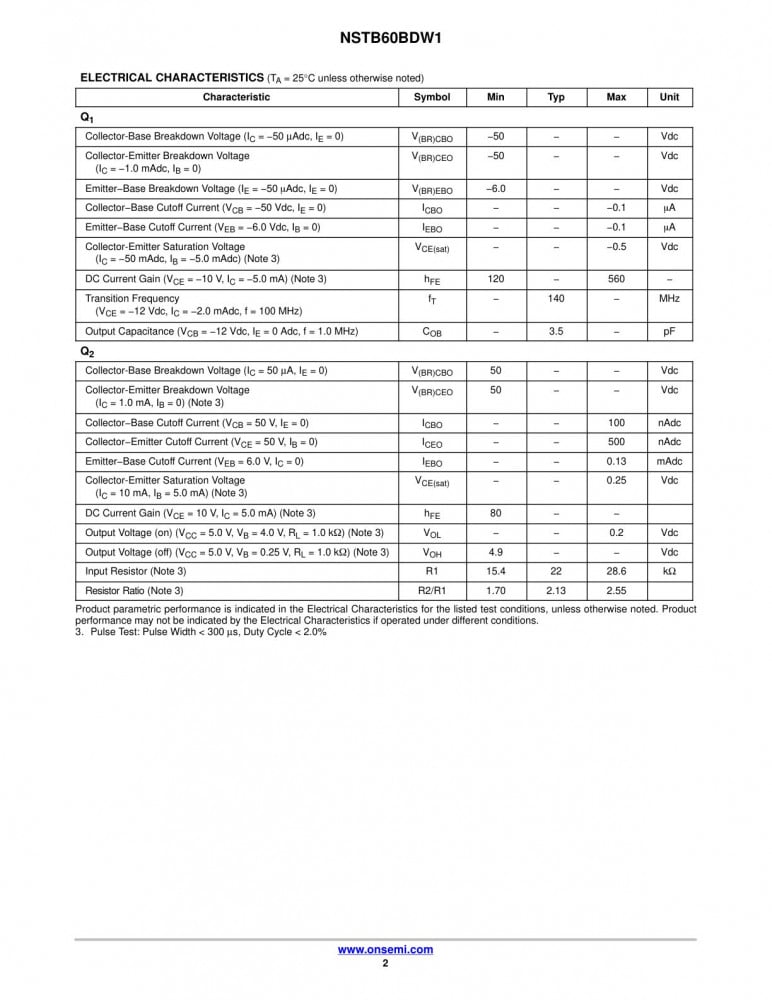 NSTB60BDW1T1G datasheet page 2