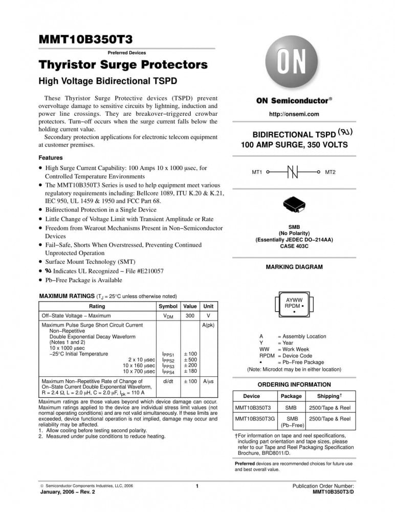 MMT10B350T3 datasheet page 1