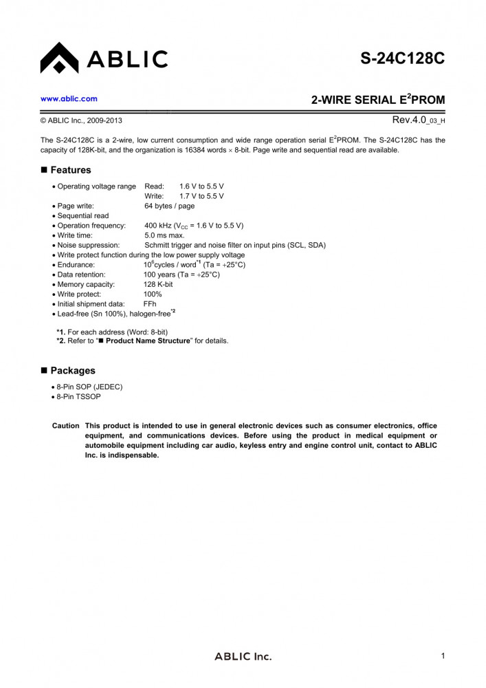 S-24C128C datasheet page 1