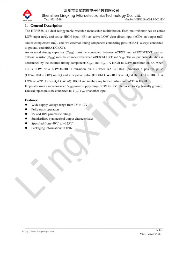 HEF4528BT(LX) datasheet page 3