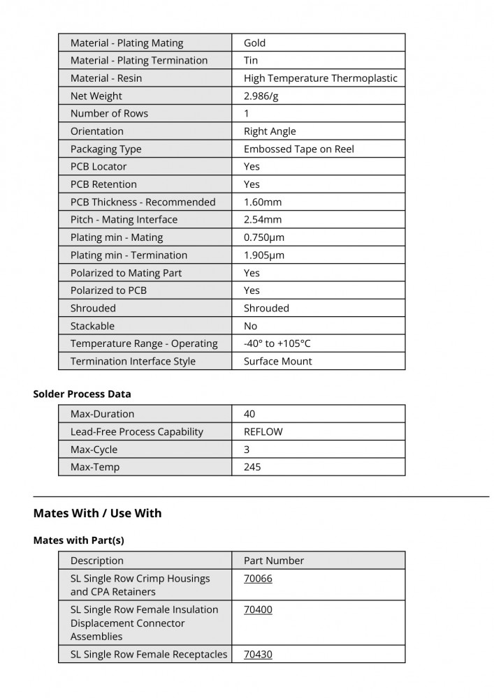 MOLEX SL product specification page 3