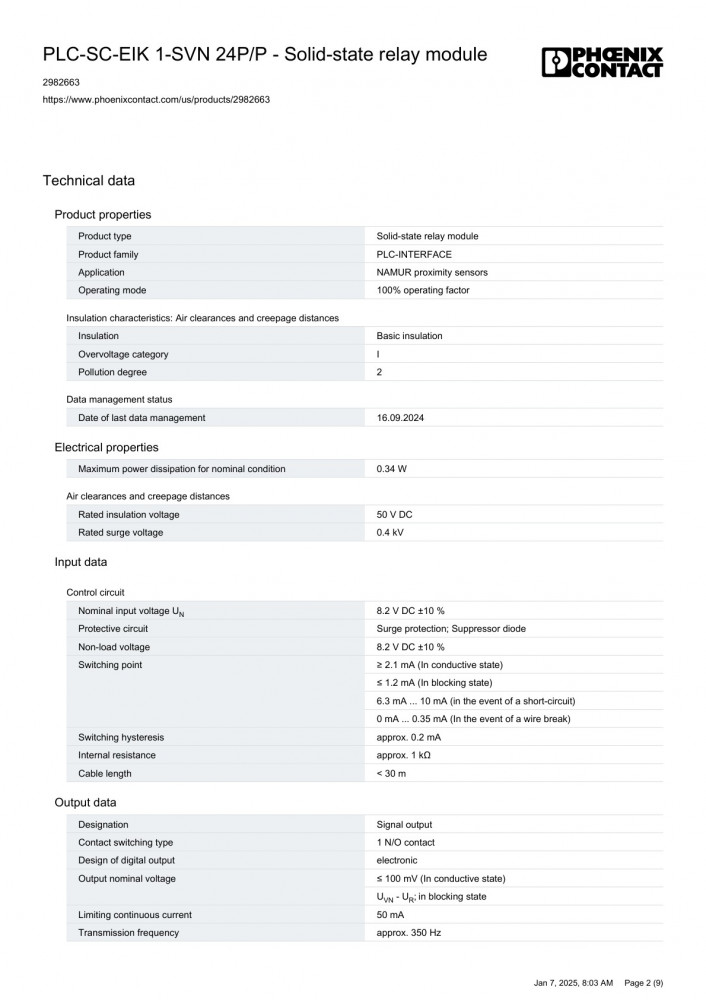 Phoenix Contact 2982663 technical document page 2