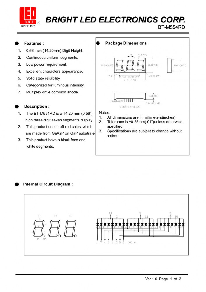 BT-M554RD technical document, page 1