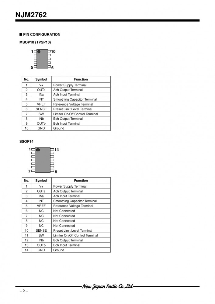 NJM2762 datasheet page 2