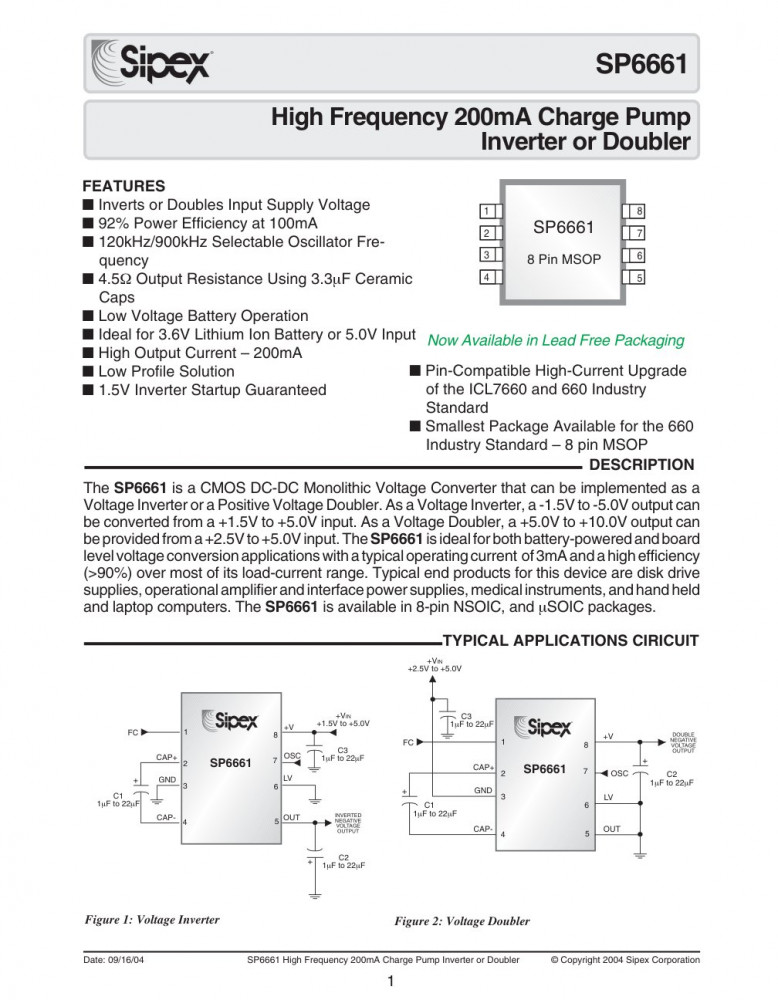 SP6661 datasheet page 1