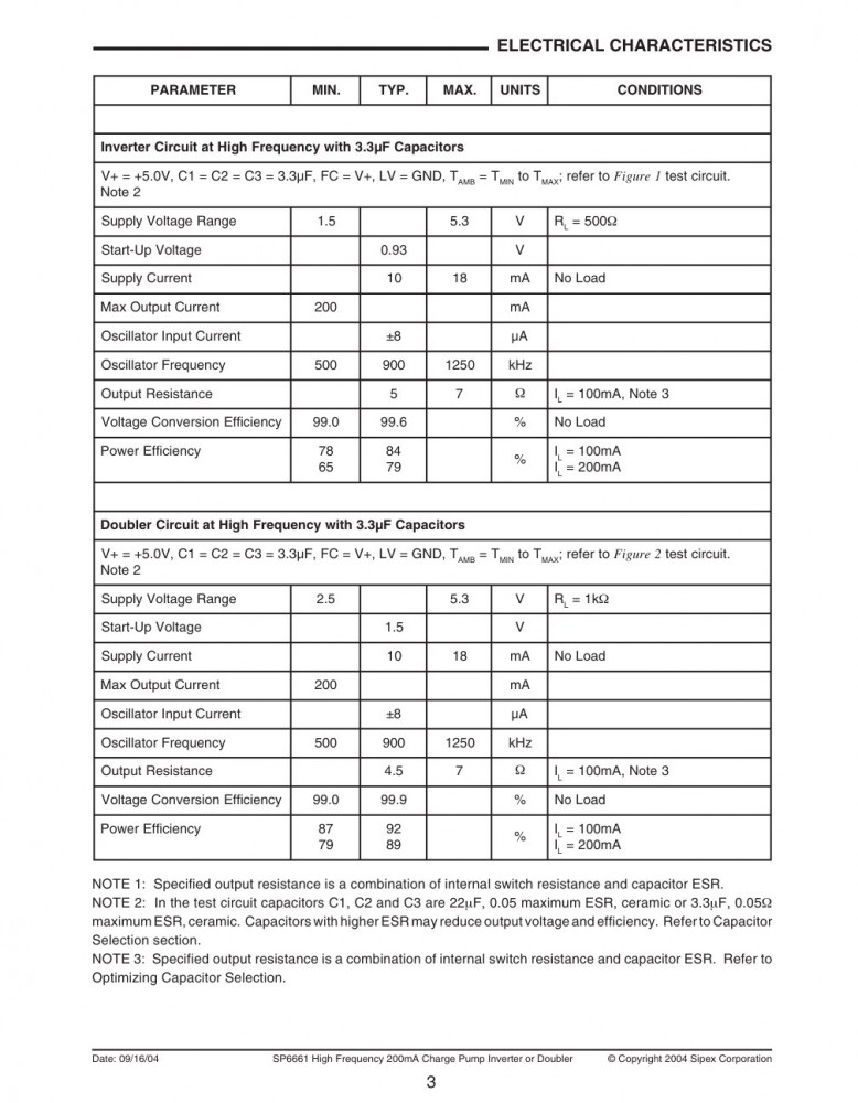 SP6661 datasheet page 3