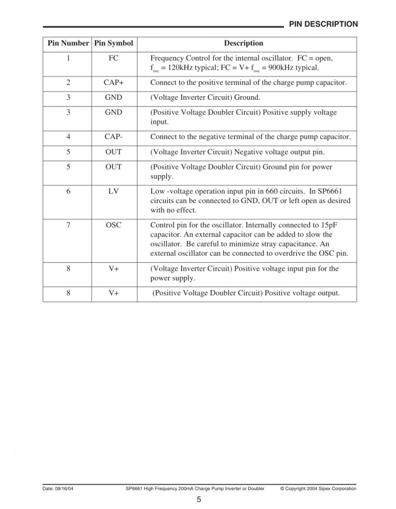 SP6661 datasheet page 5