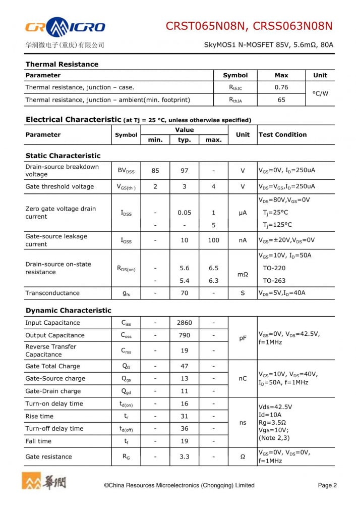 CRST065N08N datasheet page 2