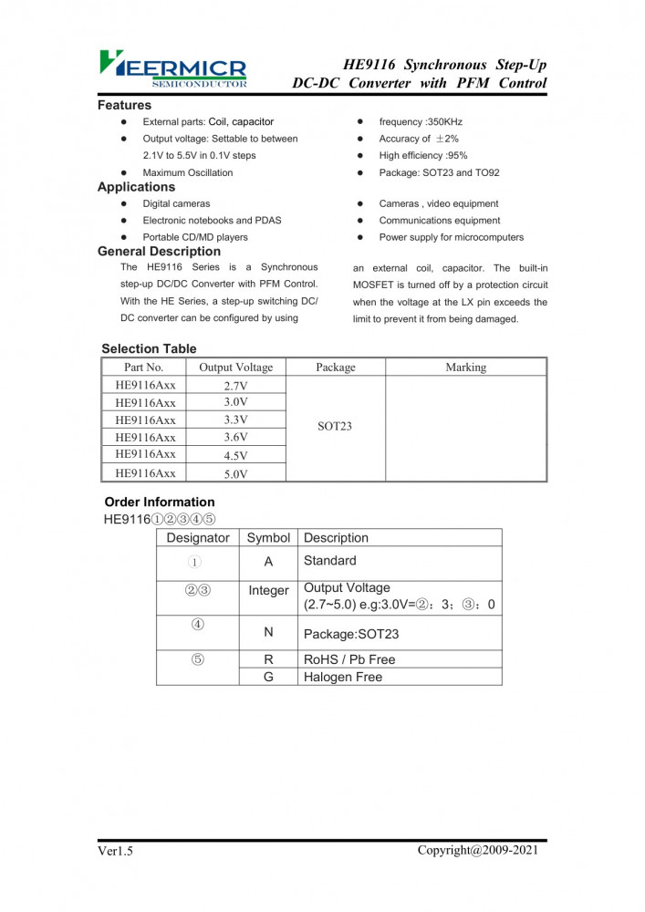 HE9116A50NR datasheet page 1