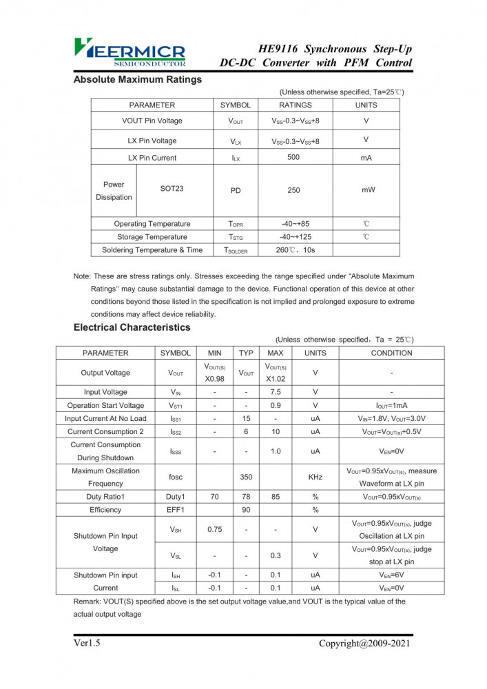 HE9116A50NR datasheet page 3