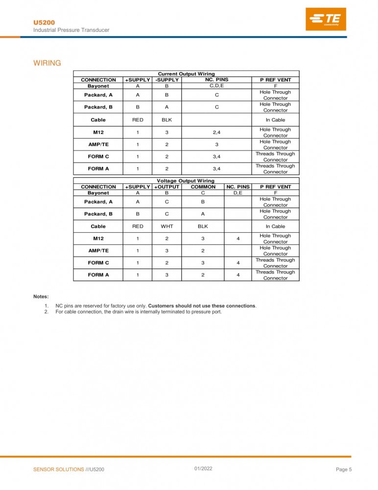 U5200 pressure transducer datasheet page 5