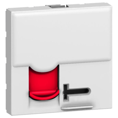 Mosaic™ - RJ45 socket controlled access category 6 FTP 2 modules white with red shutter for sale