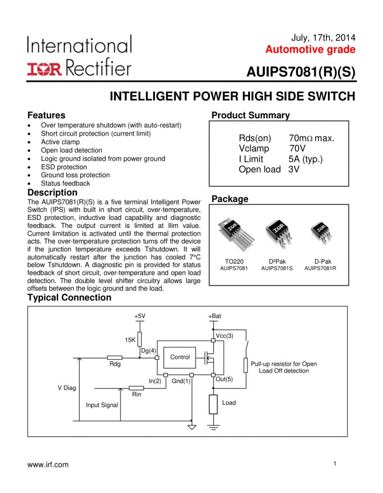 AUIPS7081S datasheet page 1