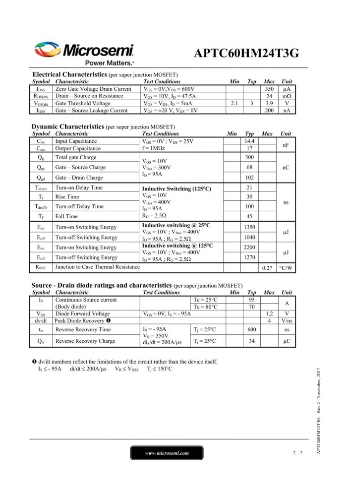 APTC60HM24T3G datasheet page 2
