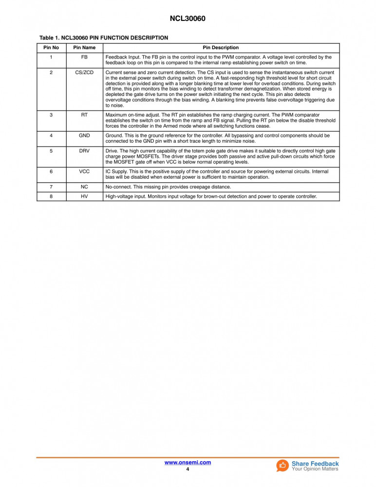 NCL30060 datasheet page 4