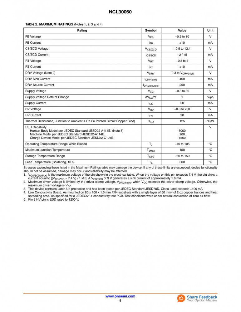 NCL30060 datasheet page 5