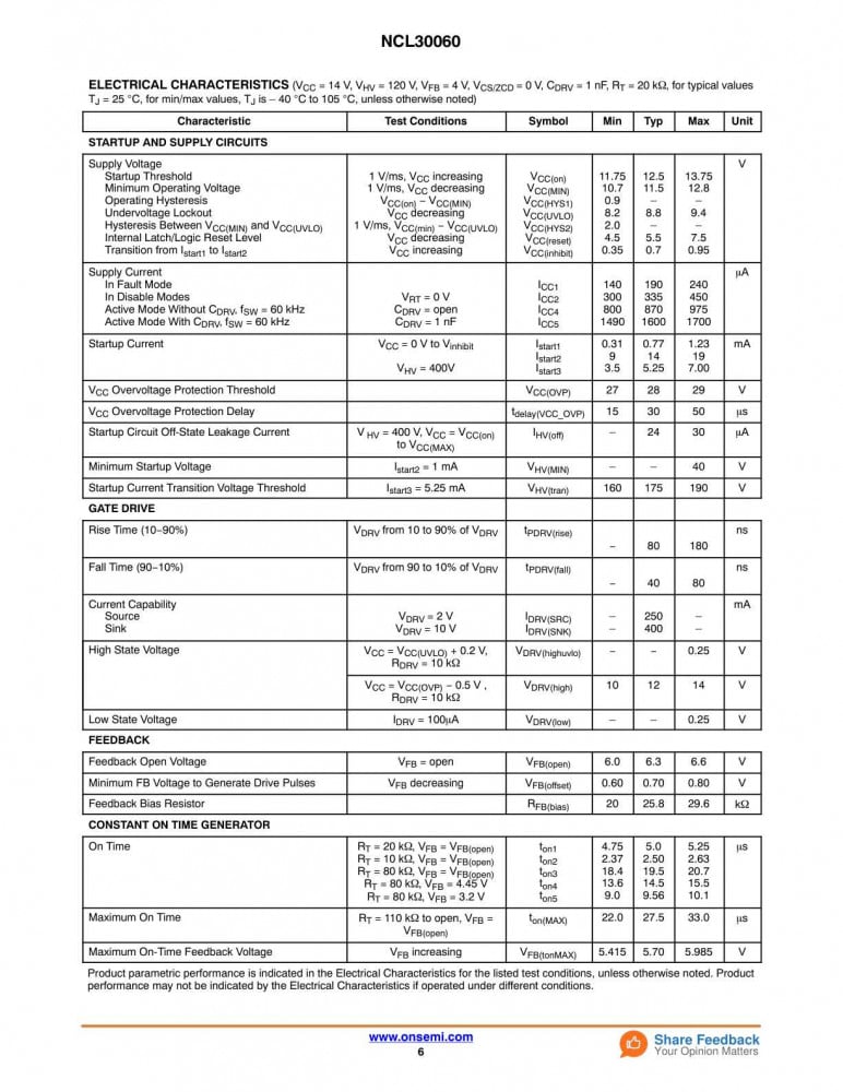 NCL30060 datasheet page 6