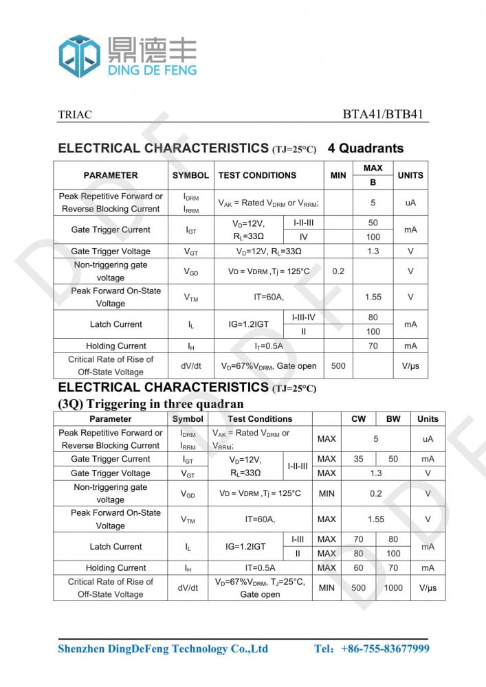 BTA41-1000BW datasheet page 2