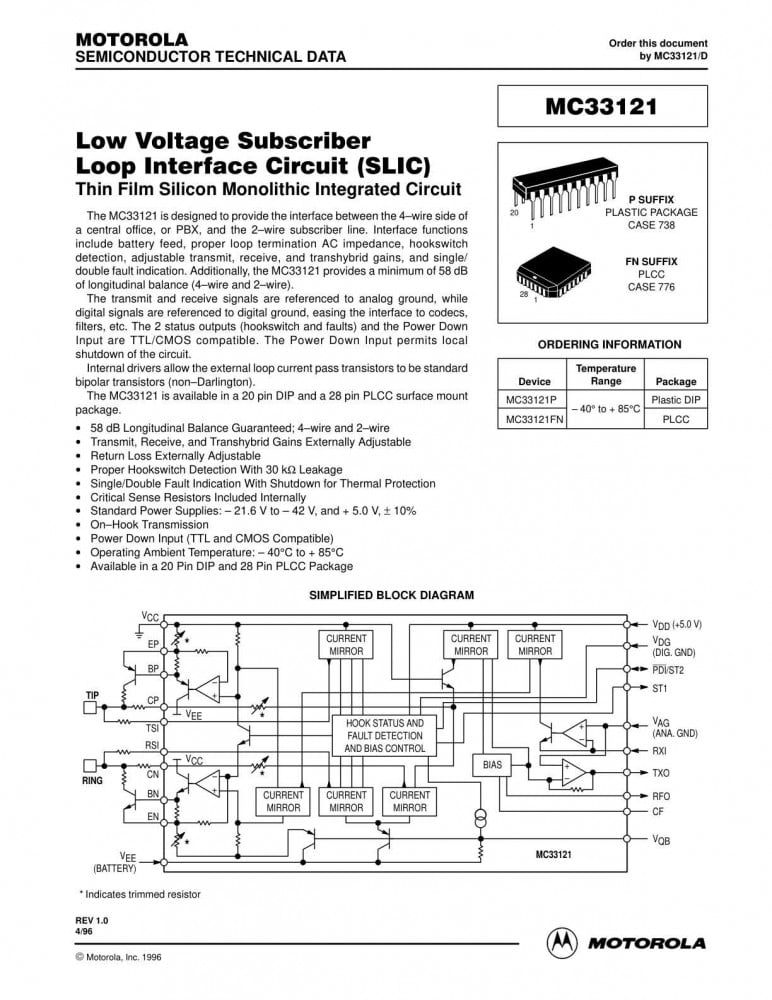 MC33121P datasheet page 1