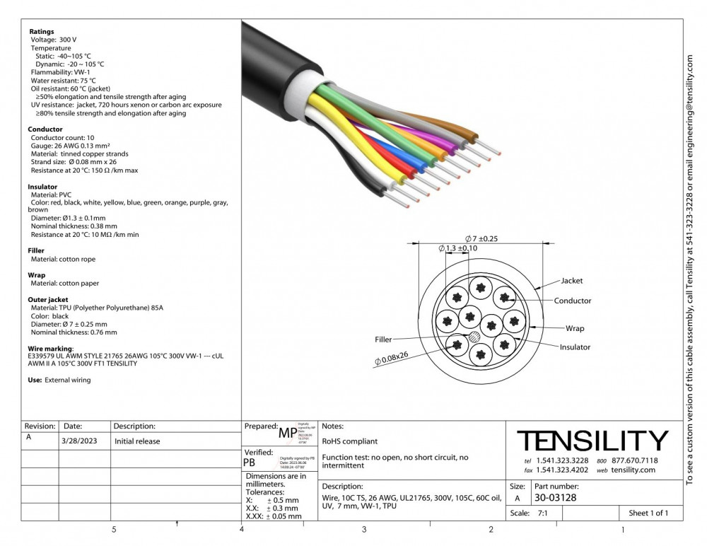 Tensility International 30-03128 product drawing
