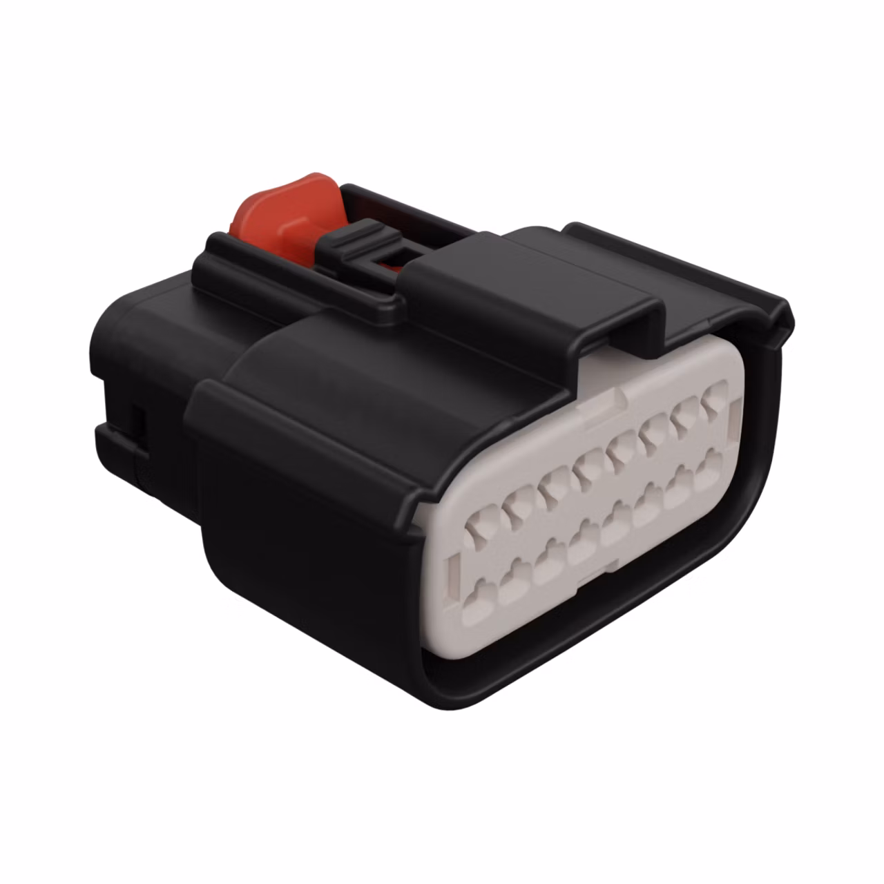 MX150 Mat-Sealed Female Connector Assembly, Dual Row, 16 Circuits, Keying Option A, with Connector Position Assurance, Black, Terminals 7, 8, 11, and 13 Plugged for sale