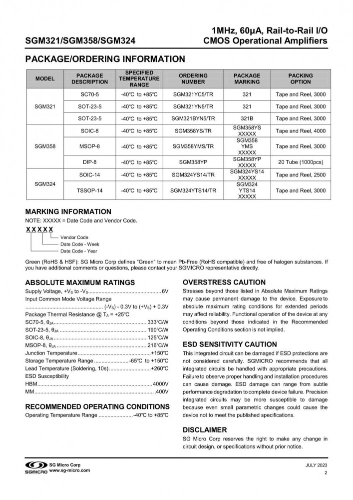 SGM321 datasheet page 2