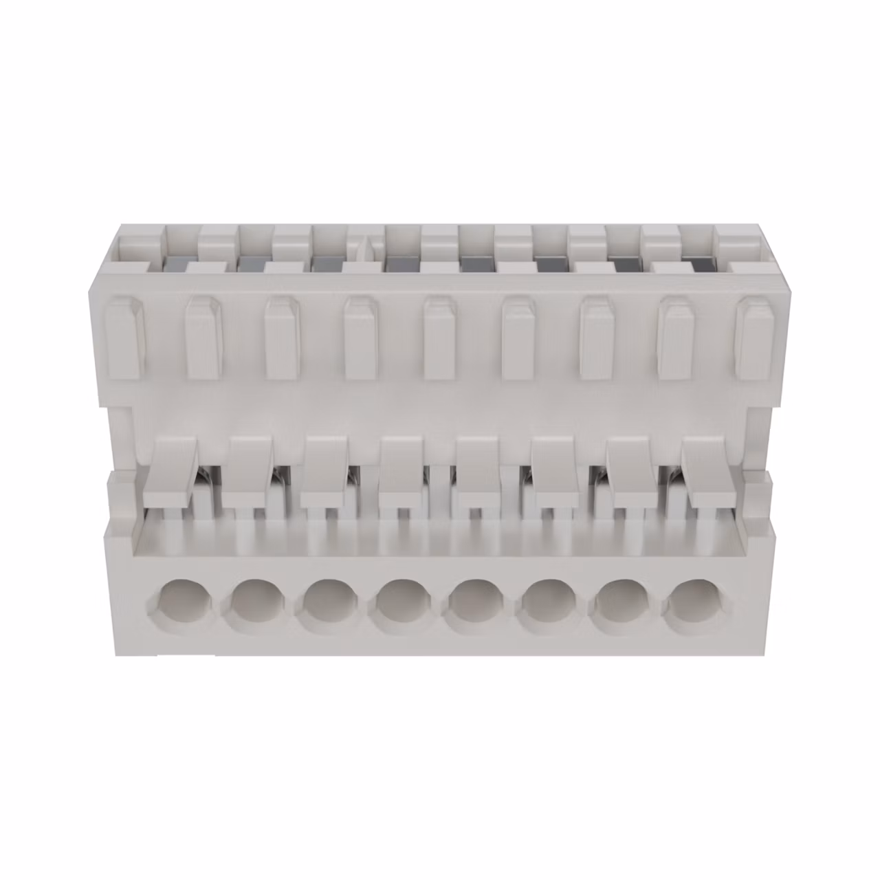 Appli-Mate RAST 2.5 IDT Housing, 2.50mm Pitch, Female, 8 Circuits, Beaded Terminal, All Position Keys, Slotted Endwalls, Polarizing Rib Between Circuits 3 & 4 for sale