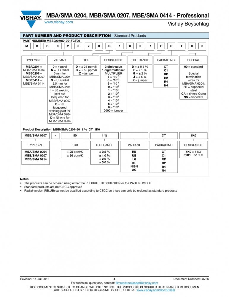 Vishay MBA series datasheet page 4