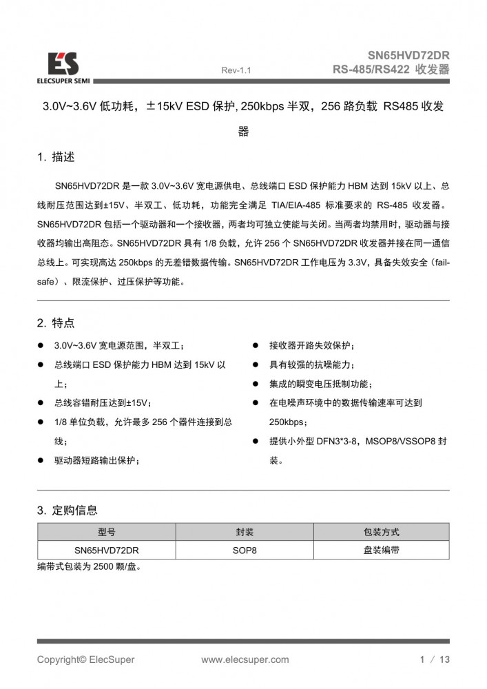 SN65HVD72DR datasheet page 1