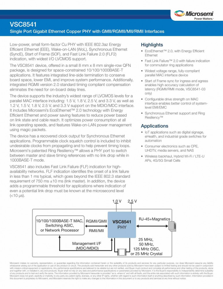 VSC8541 product document preview, page 1