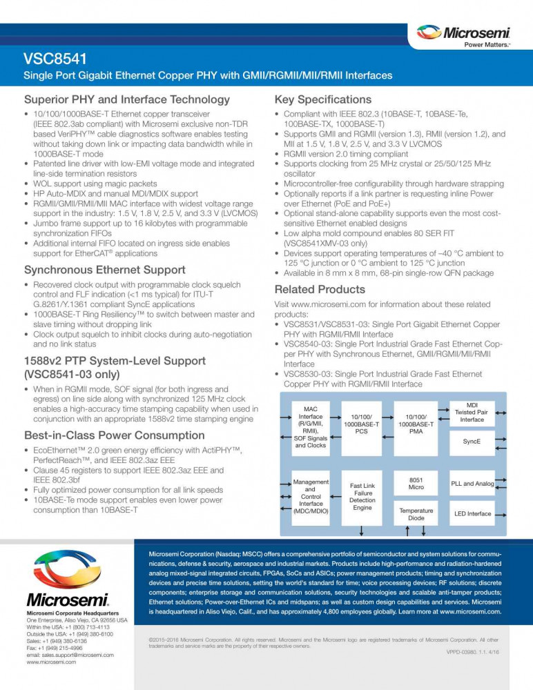 VSC8541 product document preview, page 2