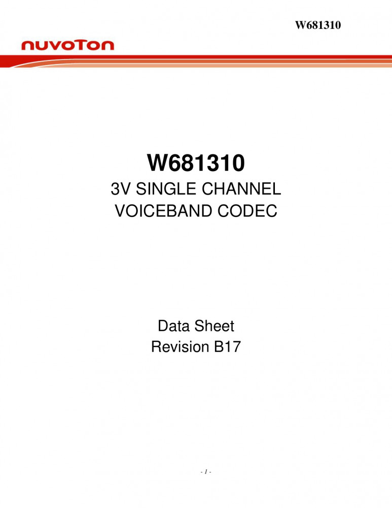W681310 datasheet page 1