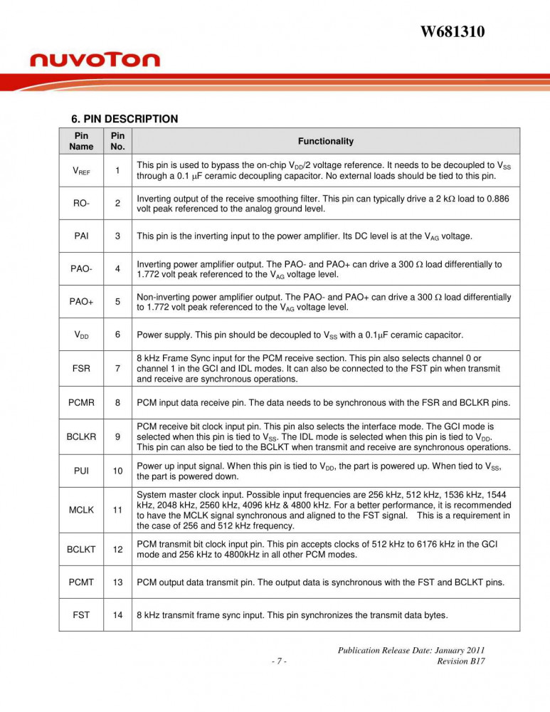 W681310 datasheet page 7