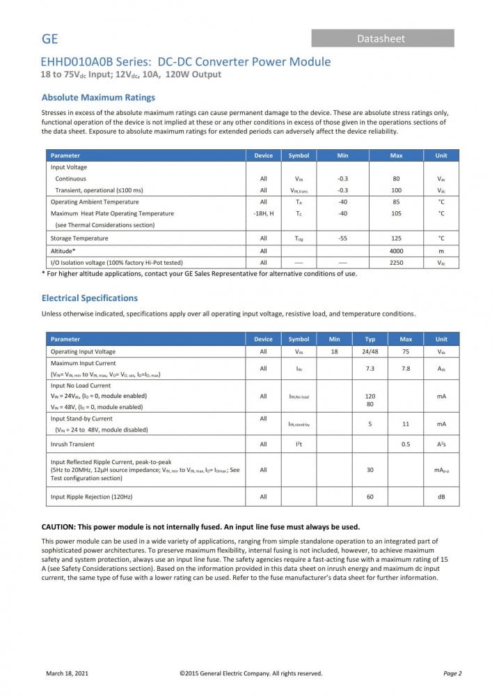 EHHD010A0B datasheet page 2