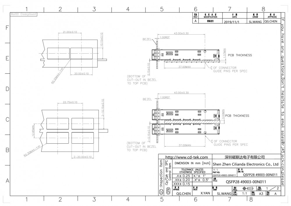 QSFP28 49003-00N011 manufacturer drawing page 2