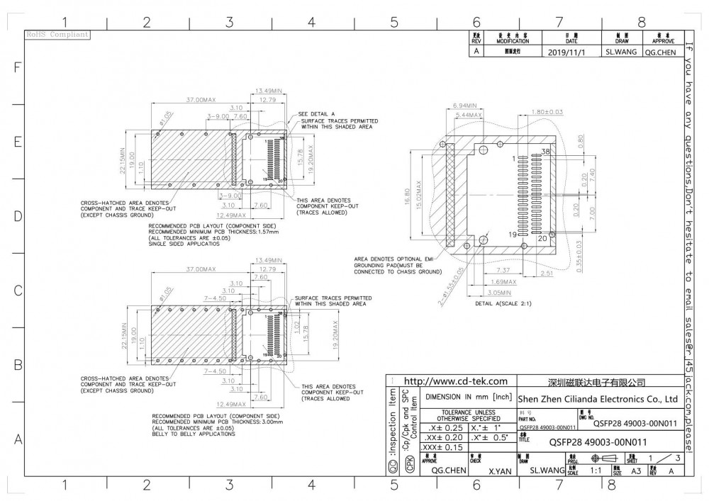 QSFP28 49003-00N011 manufacturer drawing page 3