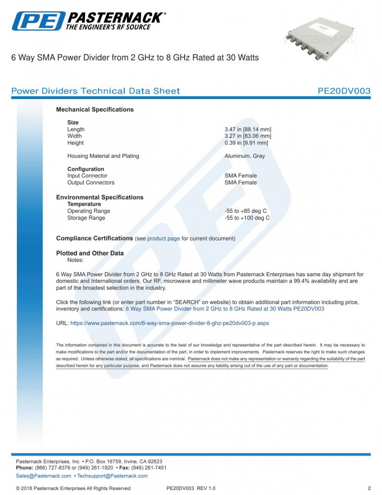 PE20DV003 technical document page 2