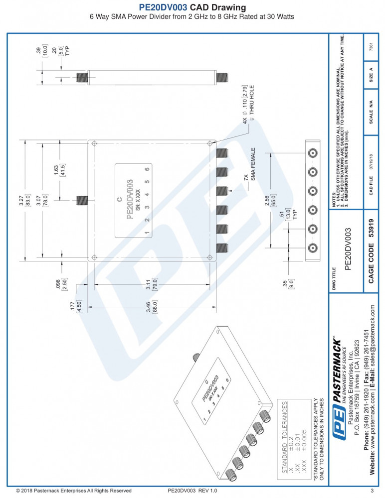 PE20DV003 technical document page 3