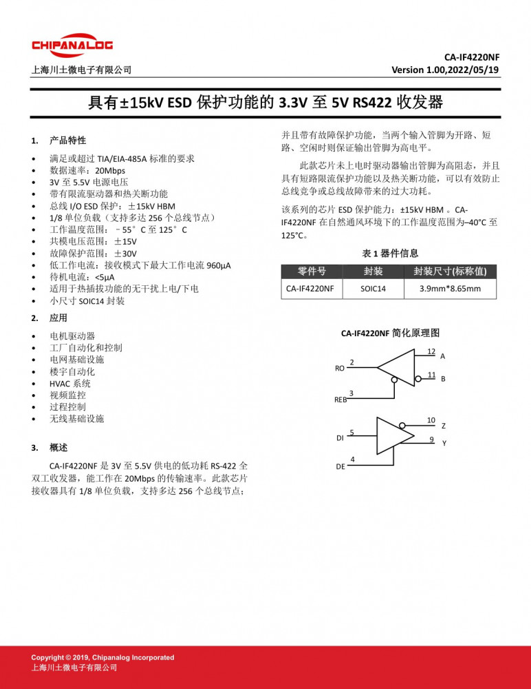 CA-IF4220NF datasheet page 1