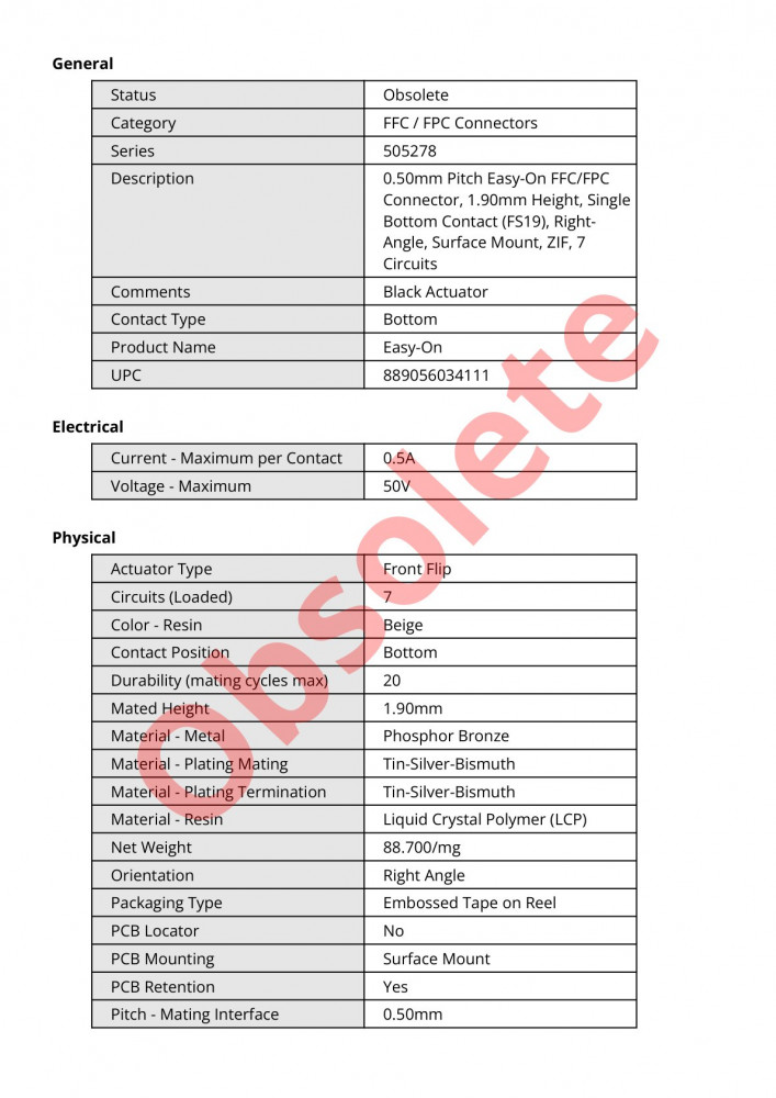 MOLEX 5052780733 product document image, page 2