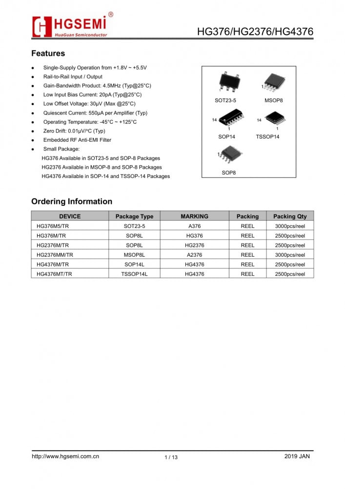HG2376M/TR datasheet page 1